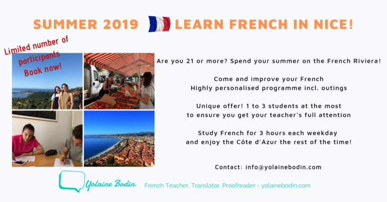 Nice French Summer Course - Summer 2019 | Yolaine Bodin